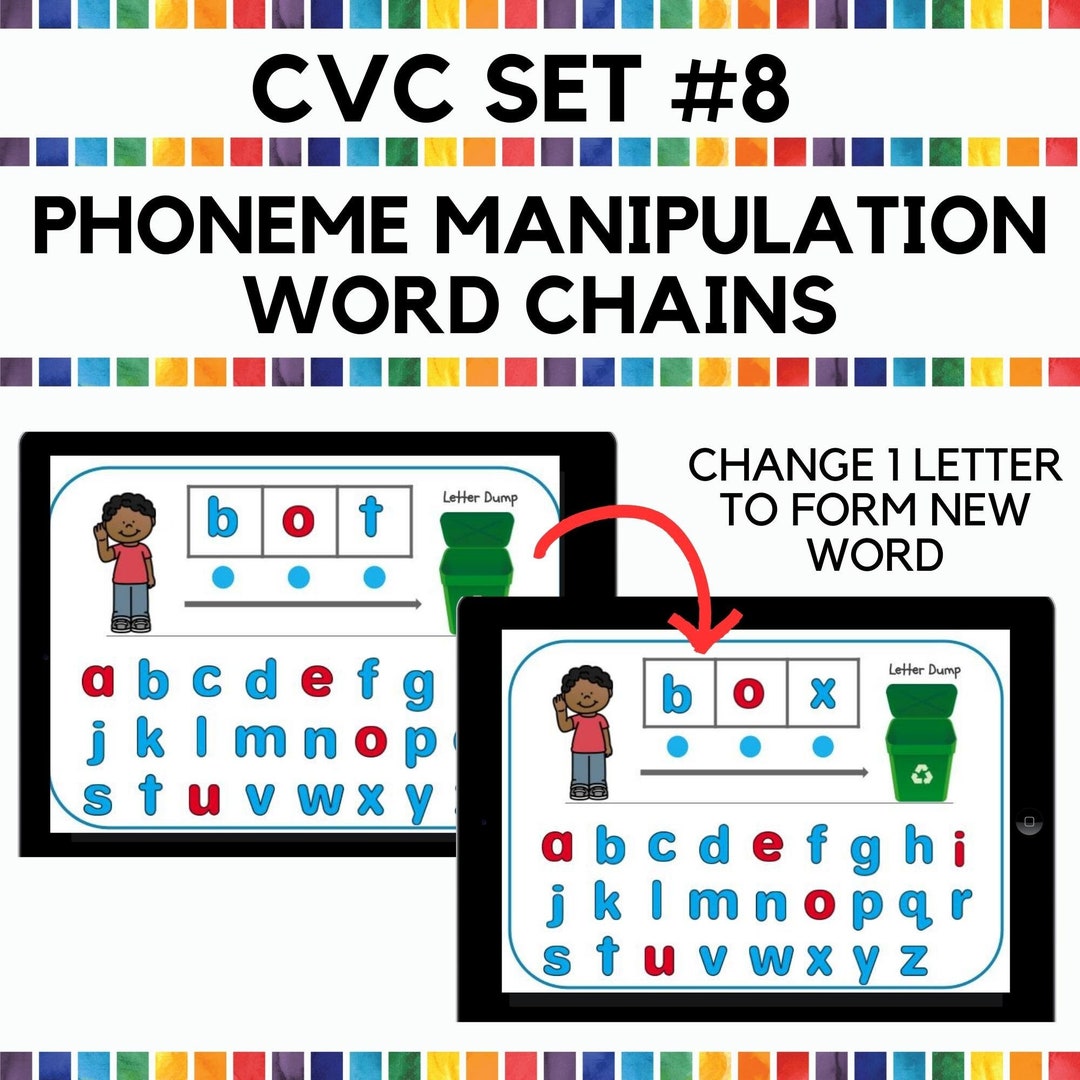 Word Chains CVC 8 Phonics Word Work UFLI Inspired Digital Magnetic ...