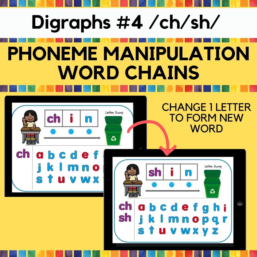 Word Chains Digraphs 4 /ch/sh/ Phonics Word Work UFLI Inspired Digital ...