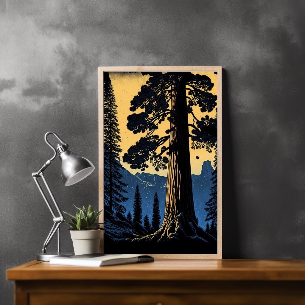 Printable Giant Sequoia Tree Poster, Sequoia National Park, California ...