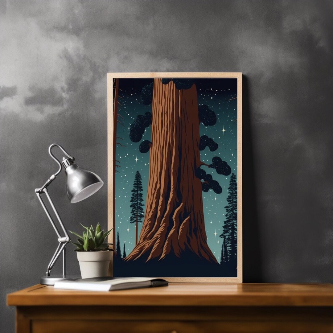 Printable Giant Sequoia Tree Poster, Sequoia National Park, California ...