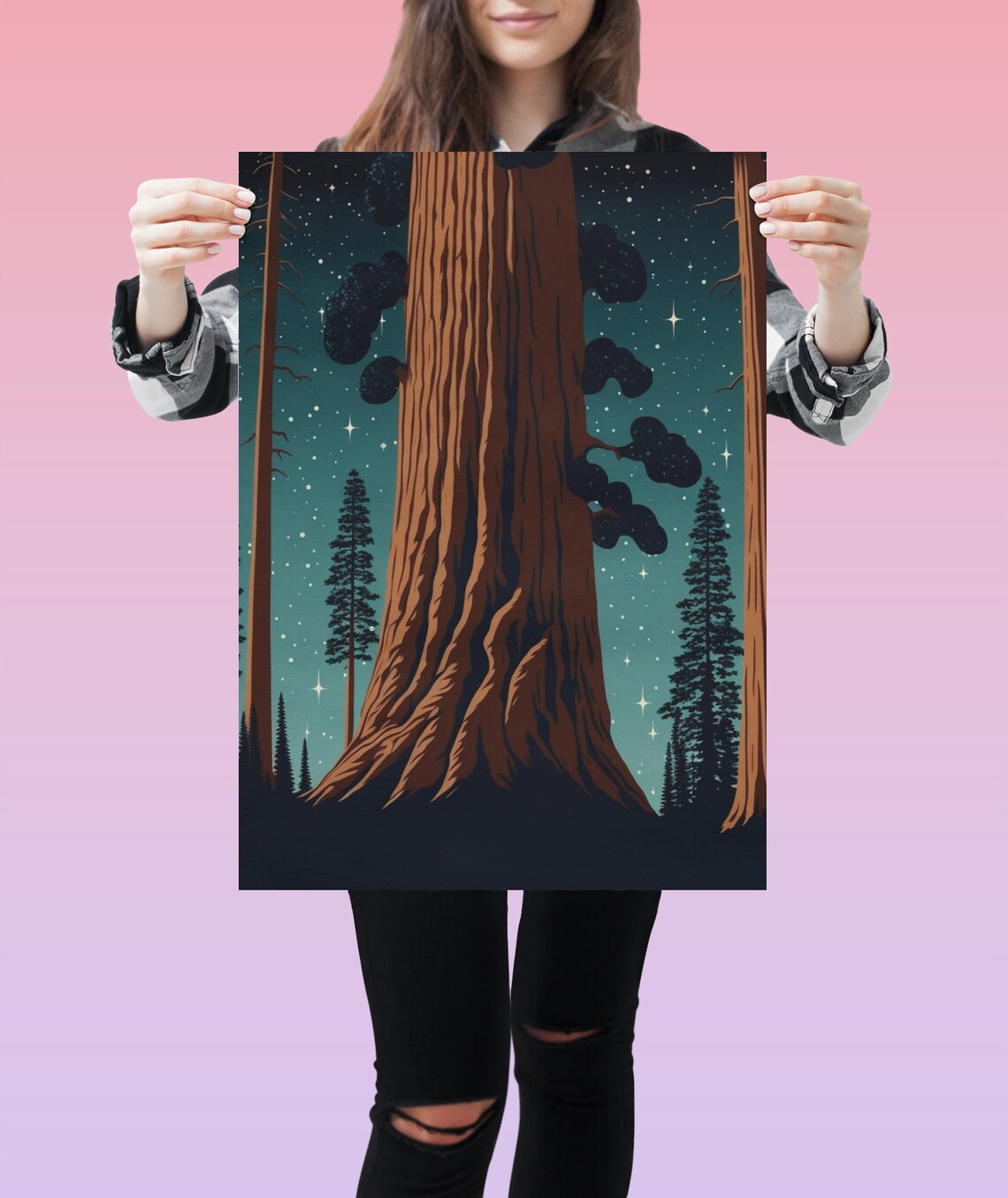 Printable Giant Sequoia Tree Poster, Sequoia National Park, California ...
