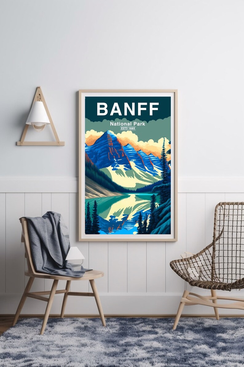 Printable Banff National Park Poster, Lake Moraine Travel Poster, Banff Canada Wall Art, Home ...