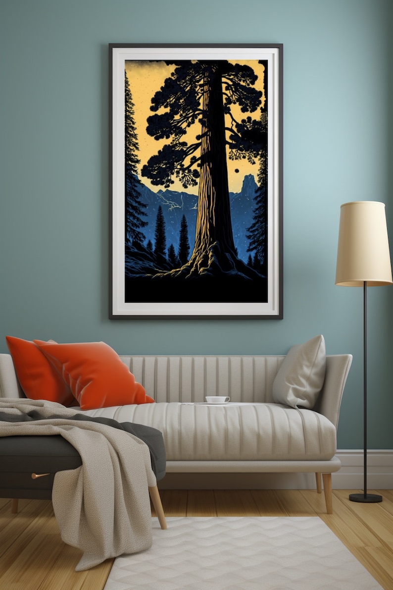 Printable Giant Sequoia Tree Poster, Sequoia National Park, California ...