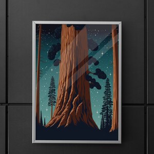Printable Giant Sequoia Tree Poster, Sequoia National Park, California ...