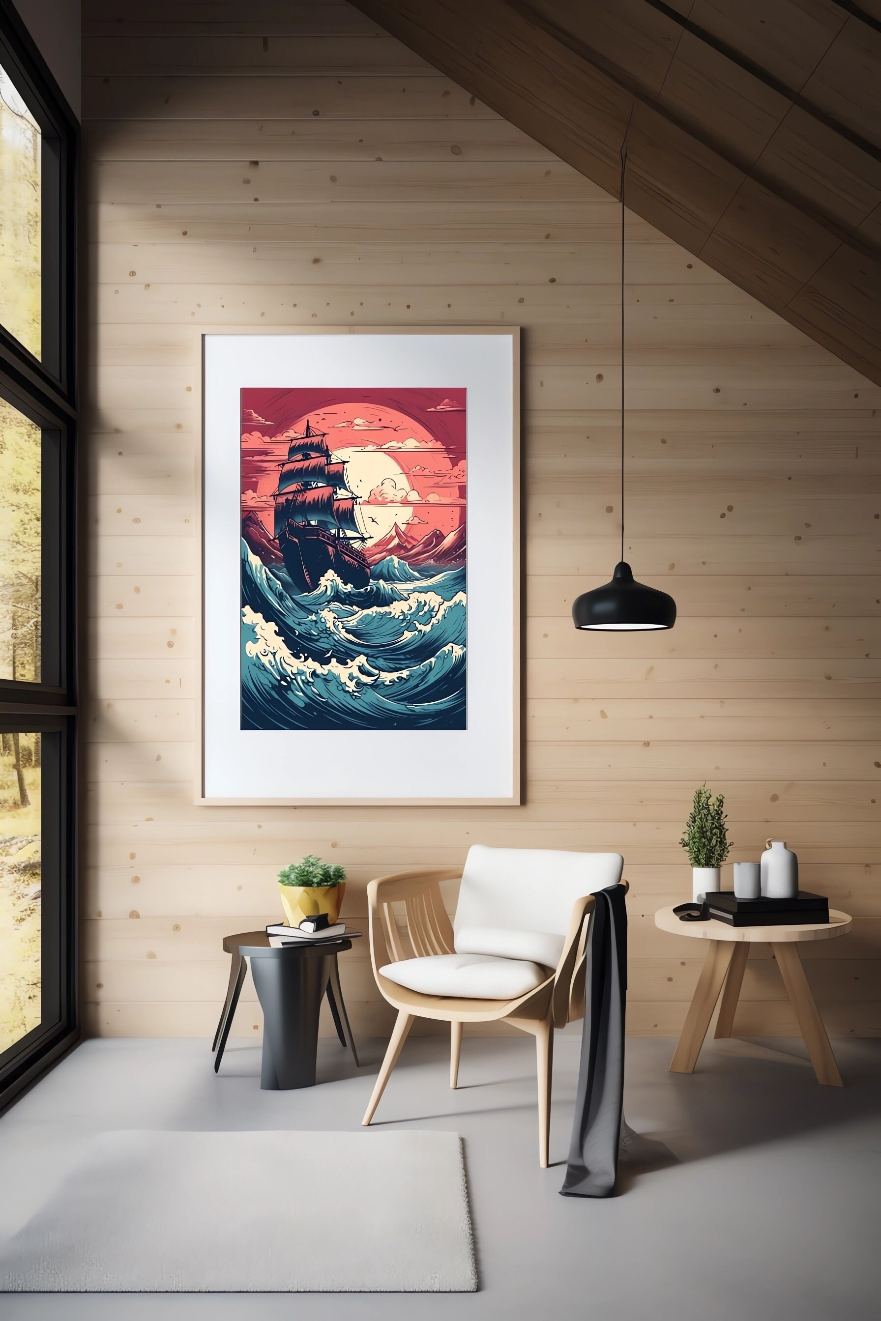 Pirate Ship on the Ocean Print, Printable Digital Poster, Nautical ...