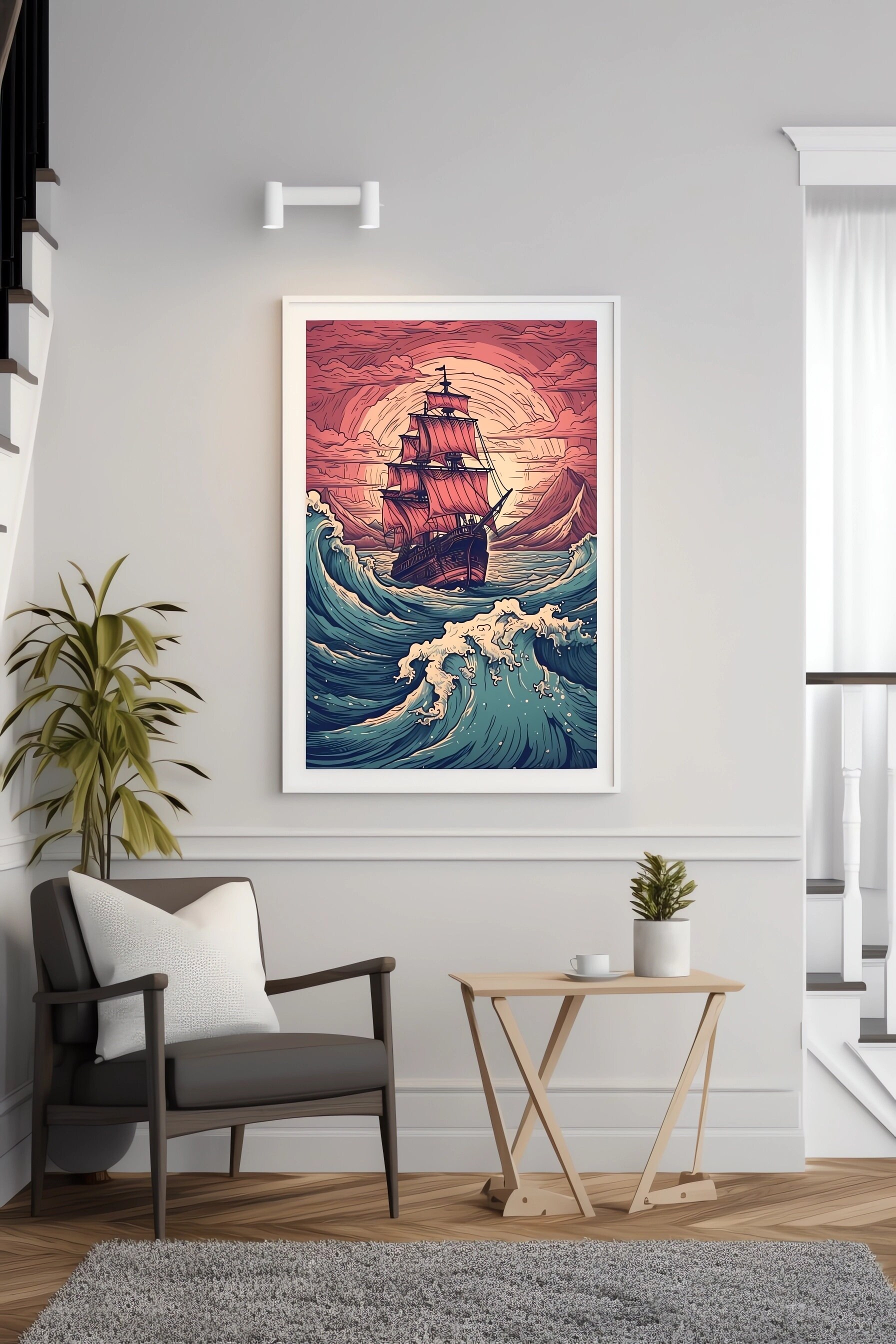 Pirate Ship on the Ocean Print Printable Digital Poster - Etsy