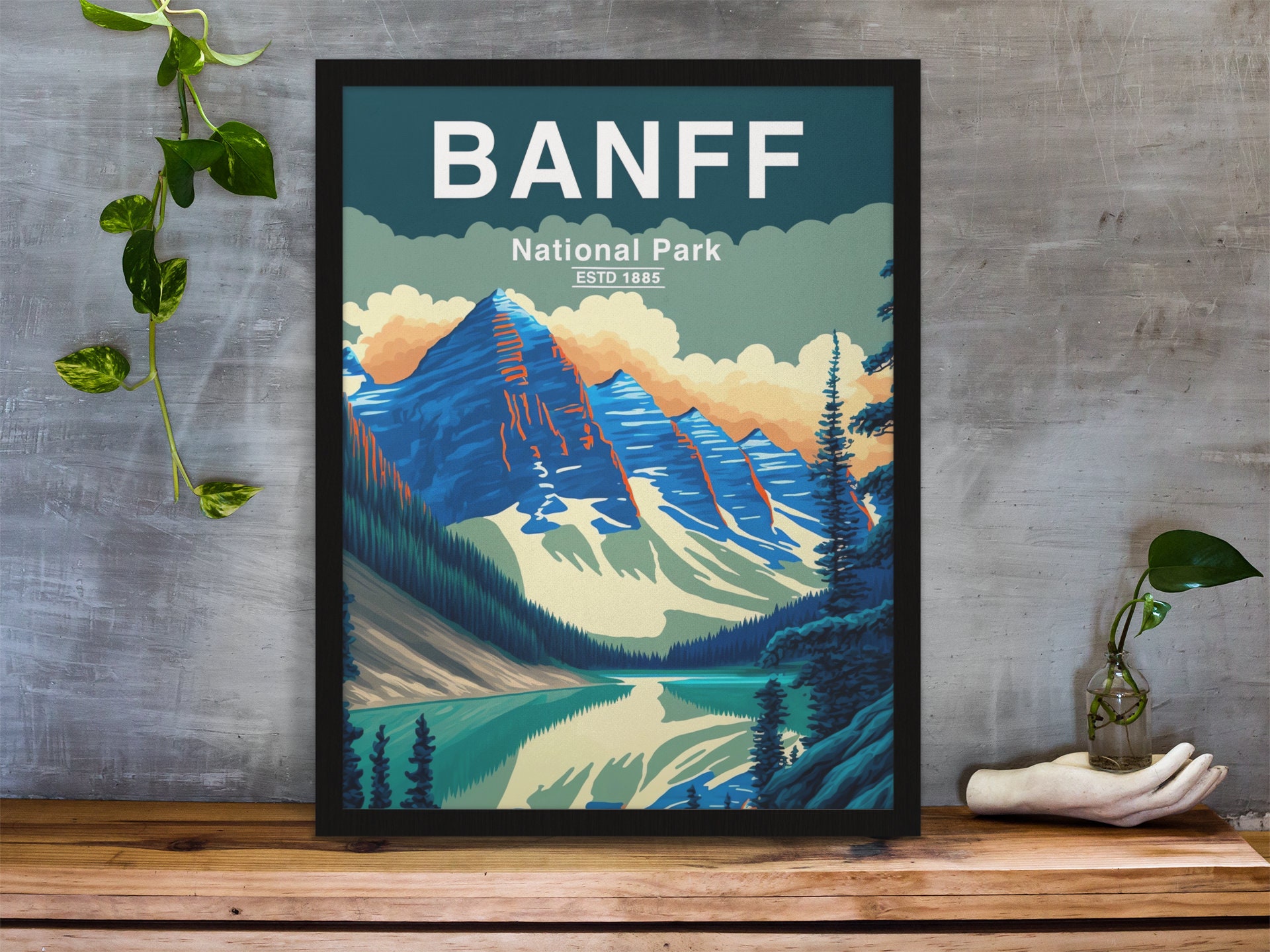 Printable Banff National Park Poster, Lake Moraine Travel Poster, Banff Canada Wall Art, Home ...
