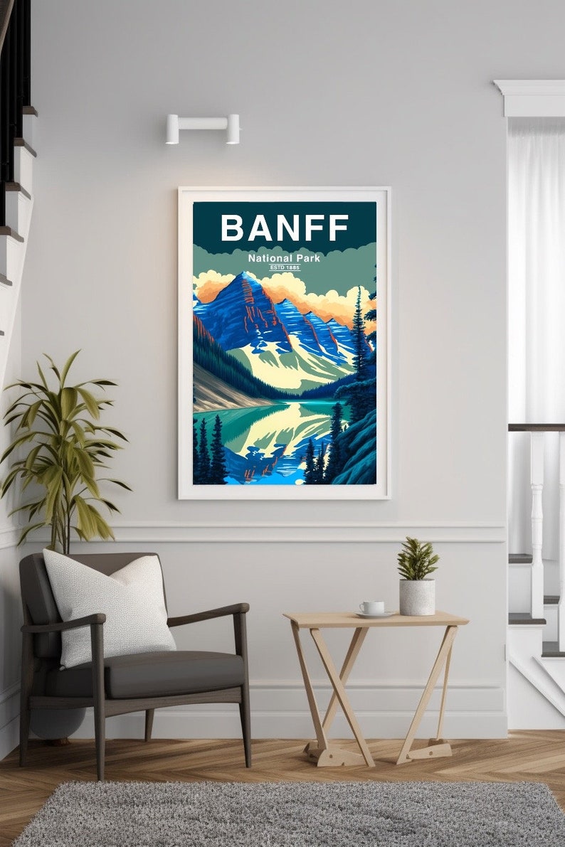 Printable Banff National Park Poster, Lake Moraine Travel Poster, Banff Canada Wall Art, Home ...