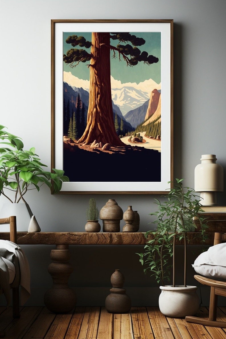 Printable Giant Sequoia Tree Poster, Sequoia National Park, California ...