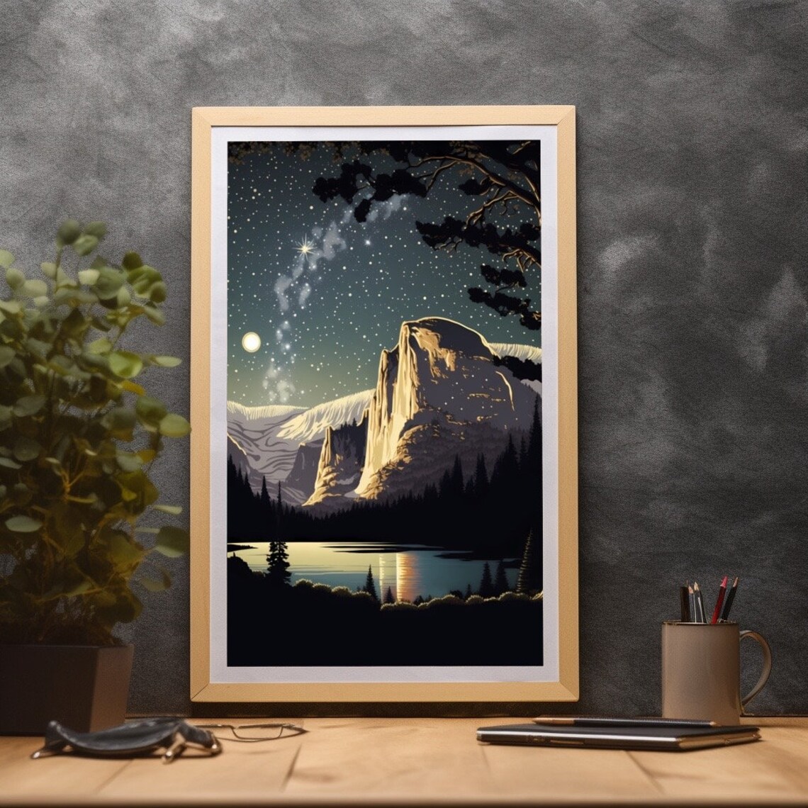 Printable, Yosemite National Park Poster, Night, Instant Download ...