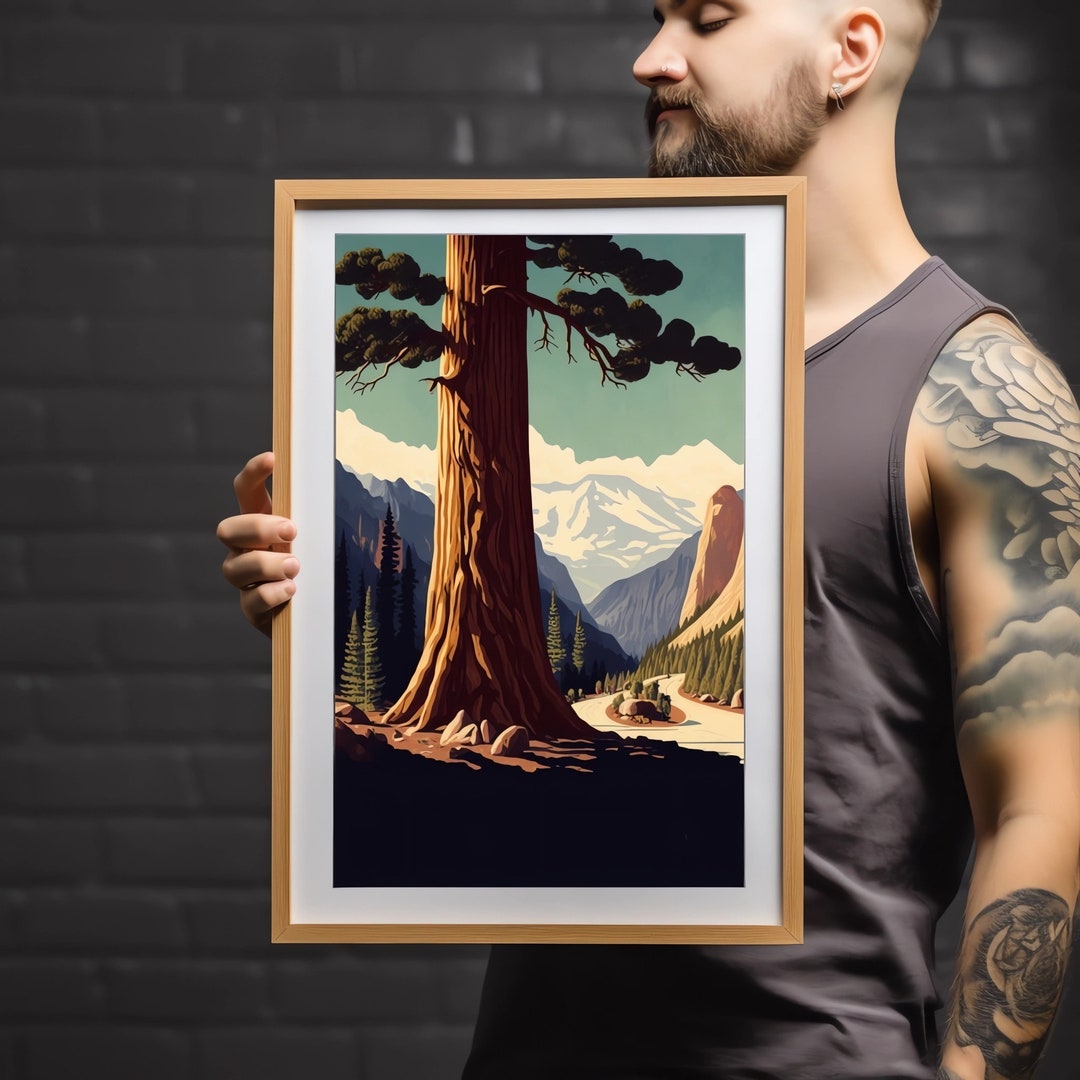 Printable Giant Sequoia Tree Poster, Sequoia National Park, California ...
