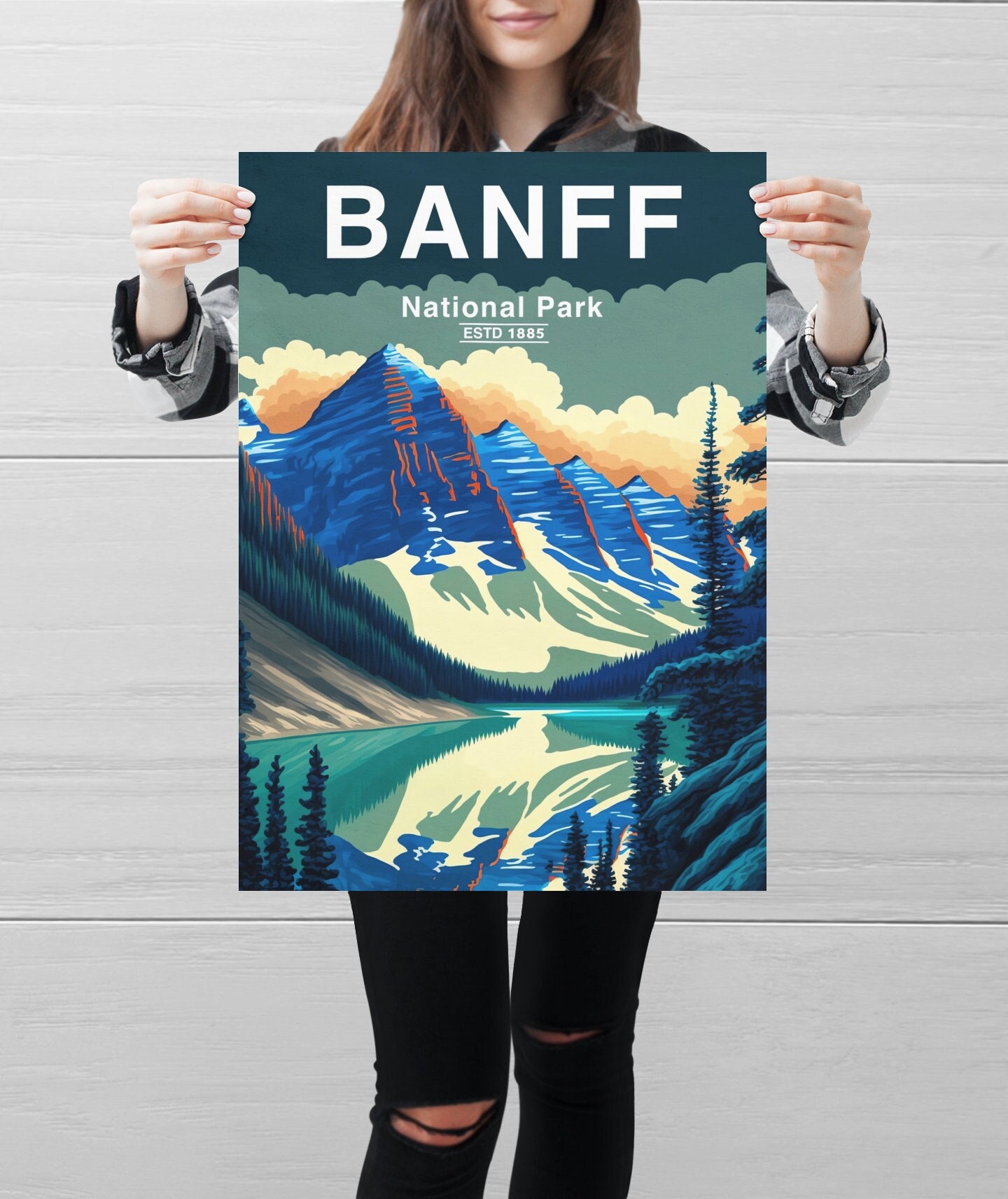 Printable Banff National Park Poster, Lake Moraine Travel Poster, Banff Canada Wall Art, Home ...