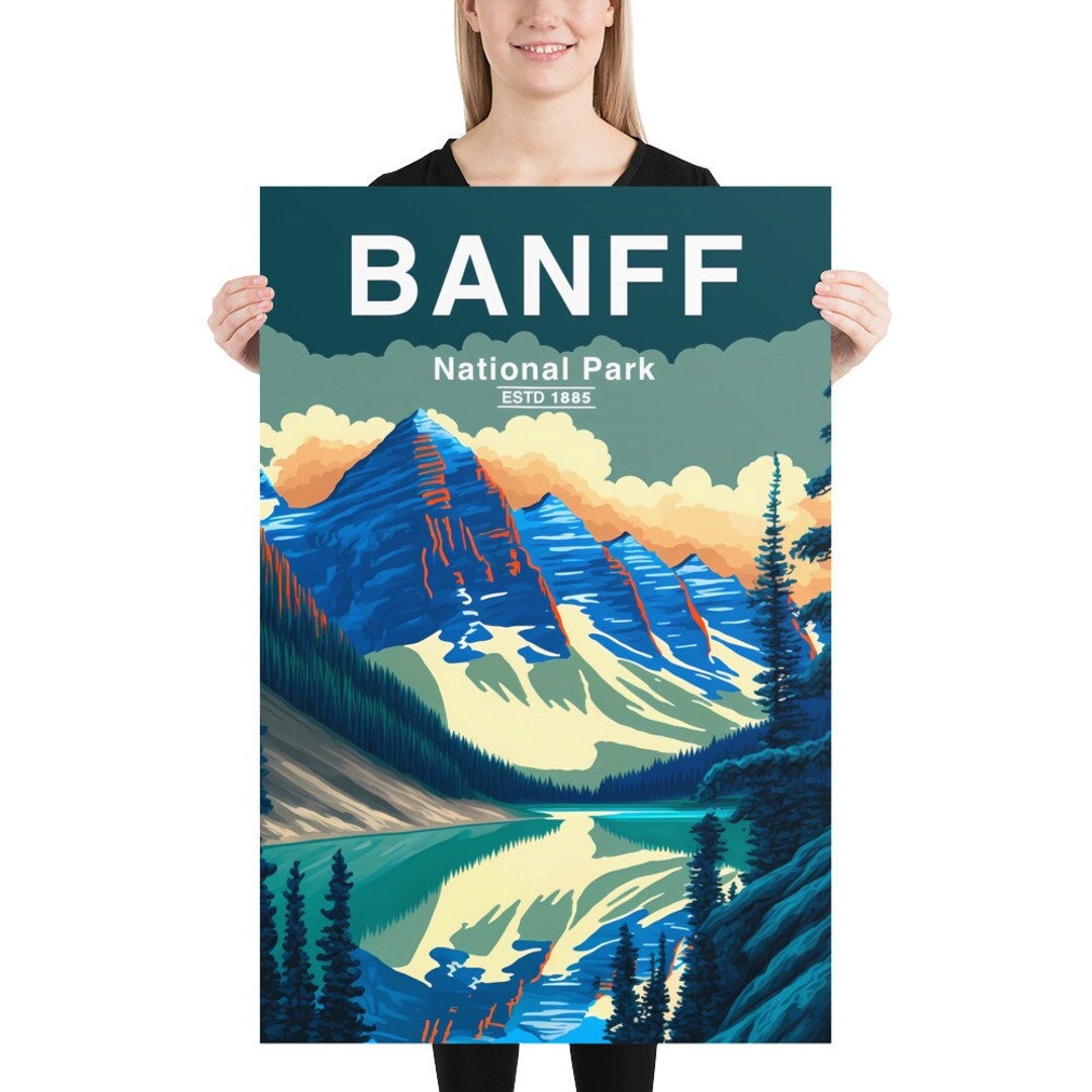 Banff National Park Vintage-style Travel Poster Lake Moraine, Wall Art ...