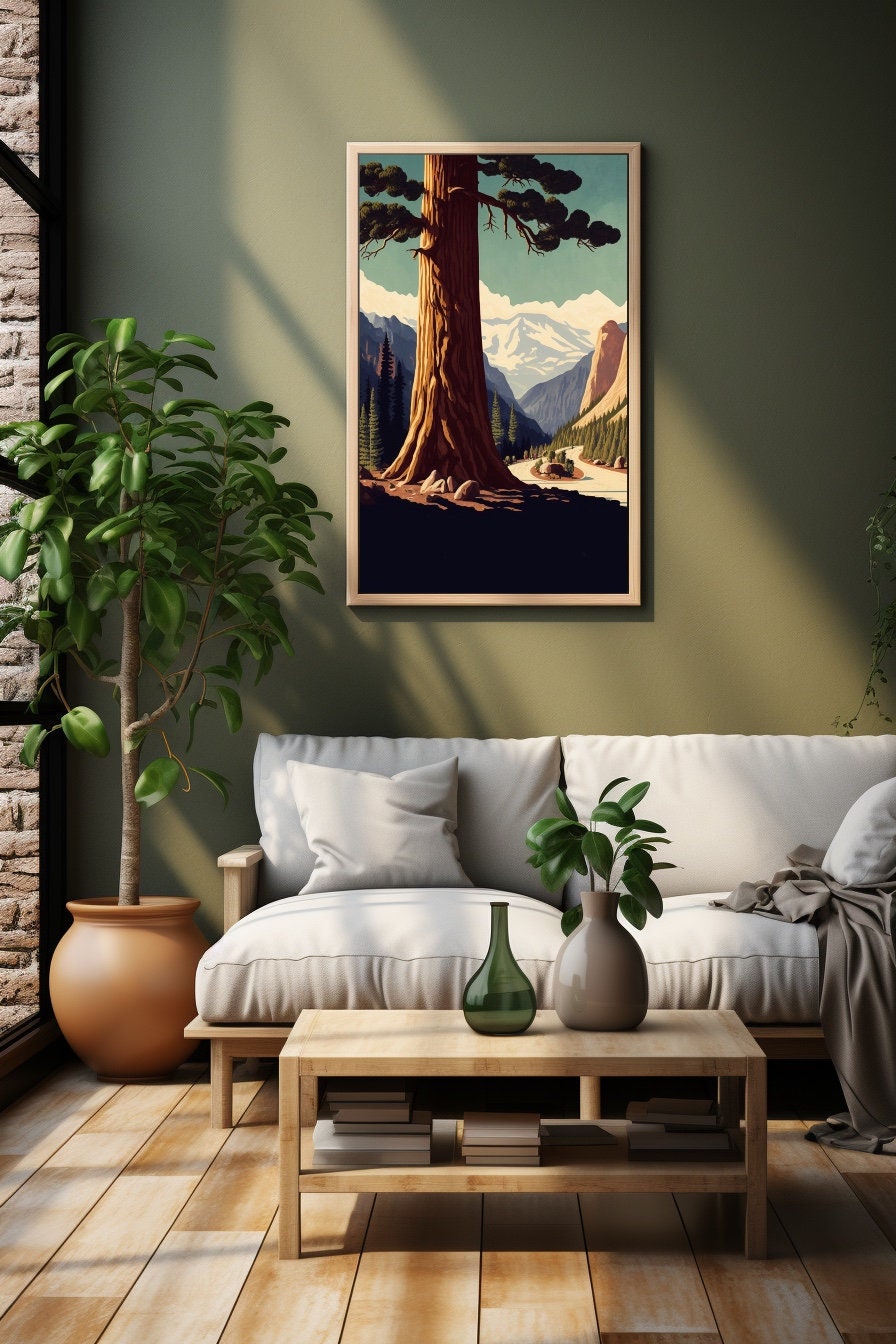 Printable Giant Sequoia Tree Poster, Sequoia National Park, California ...