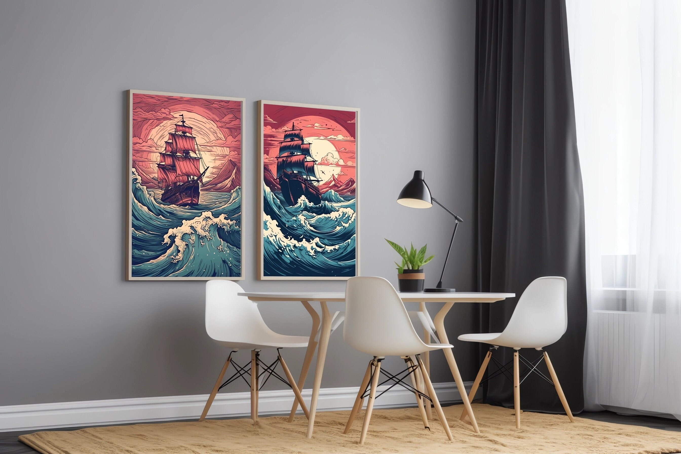 Pirate Ship on the Ocean Print Printable Digital Poster - Etsy