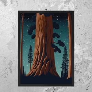Printable Giant Sequoia Tree Poster, Sequoia National Park, California ...