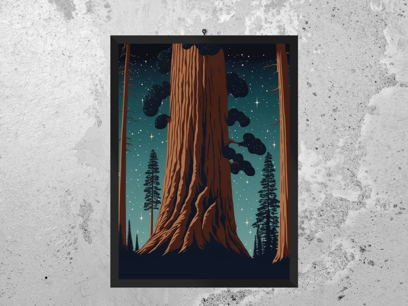 Printable Giant Sequoia Tree Poster, Sequoia National Park, California ...