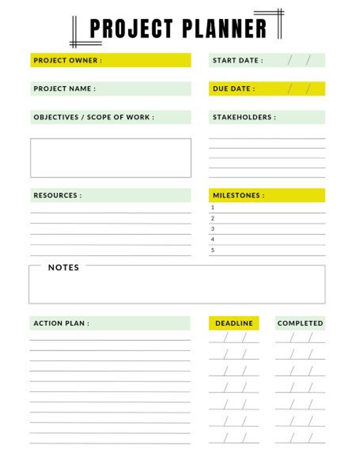 Project Planner Template - Available for Download - Easy to Use ...