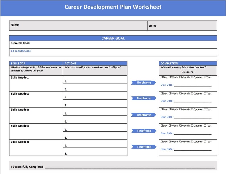 Career Development Plan Worksheet - Editable PDF/WORD - Etsy
