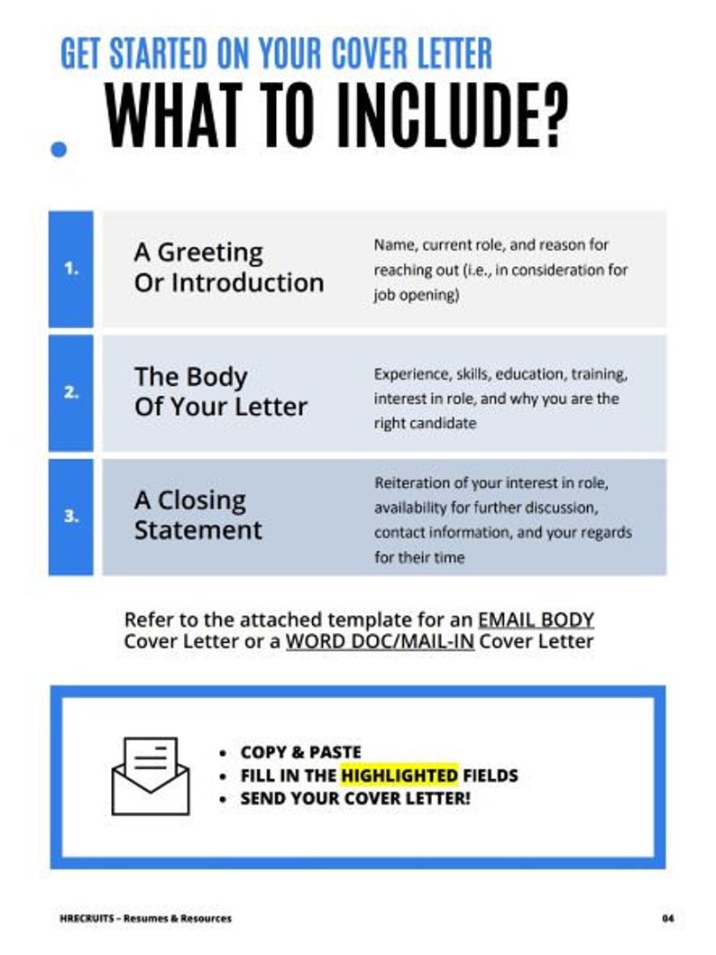 Cover Letter Template & Guide - Editable Format - WORD Doc - Fill in ...