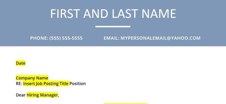 Cover Letter Template & Guide Editable Format WORD Doc Fill in the ...