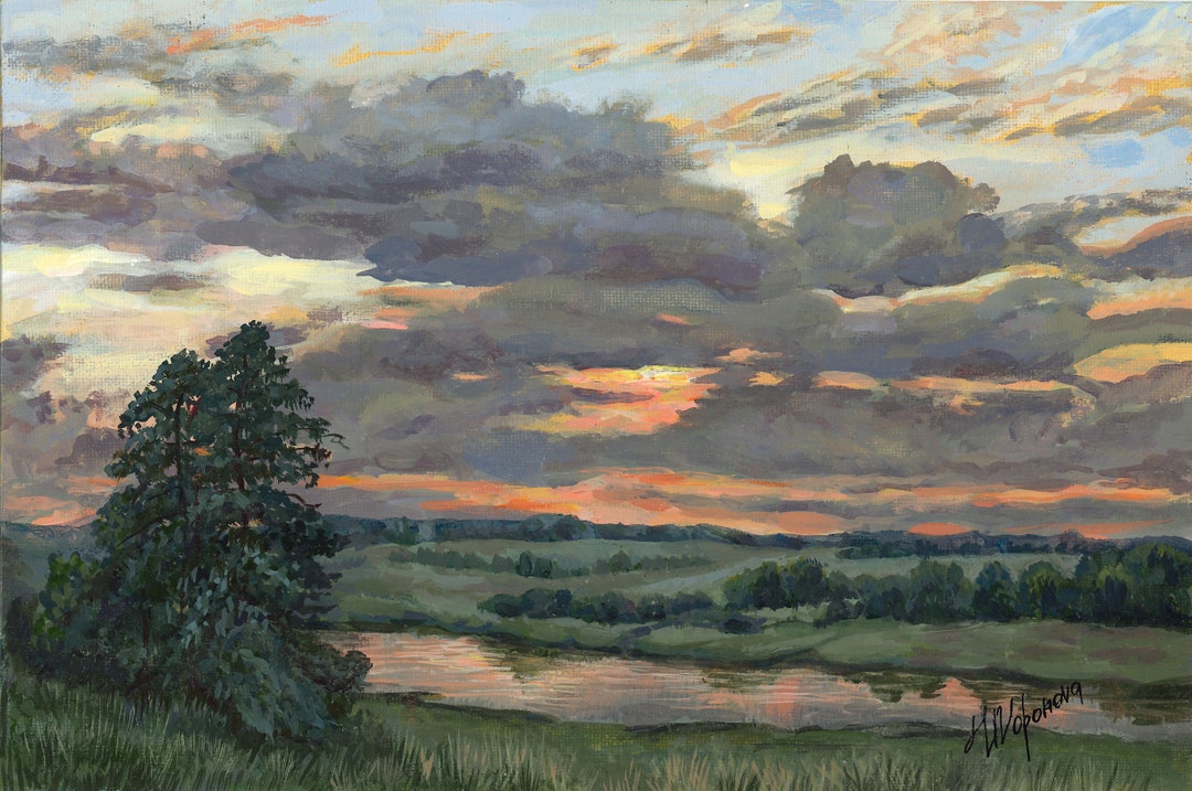 Original Oil Painting Landscape, Hand Painted, 11.8" by 7.8 by ...