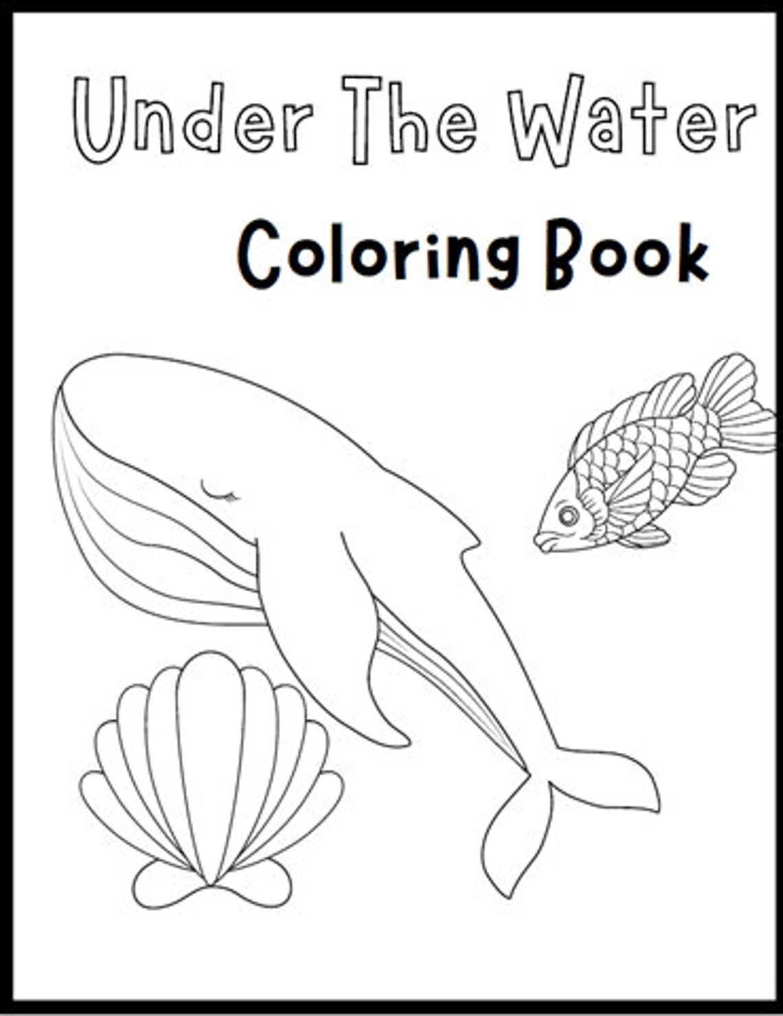 Coloring Book Underwater Animals 1b0 Designs: Whale, Shark, Jellyfish ...