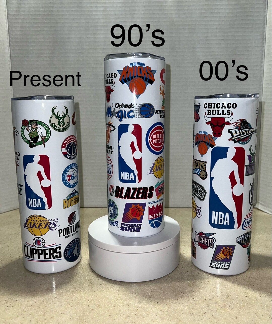 NBA Logo 20oz Tumblers, 90s, 00s and Present Team Logos. - Etsy
