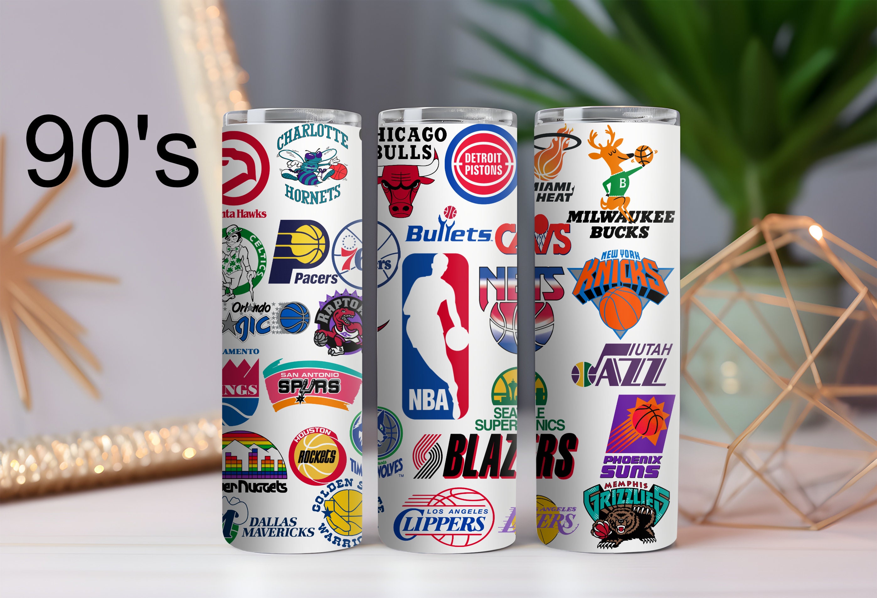 NBA Logo 20oz Tumblers, 90s, 00s and Present Team Logos. - Etsy
