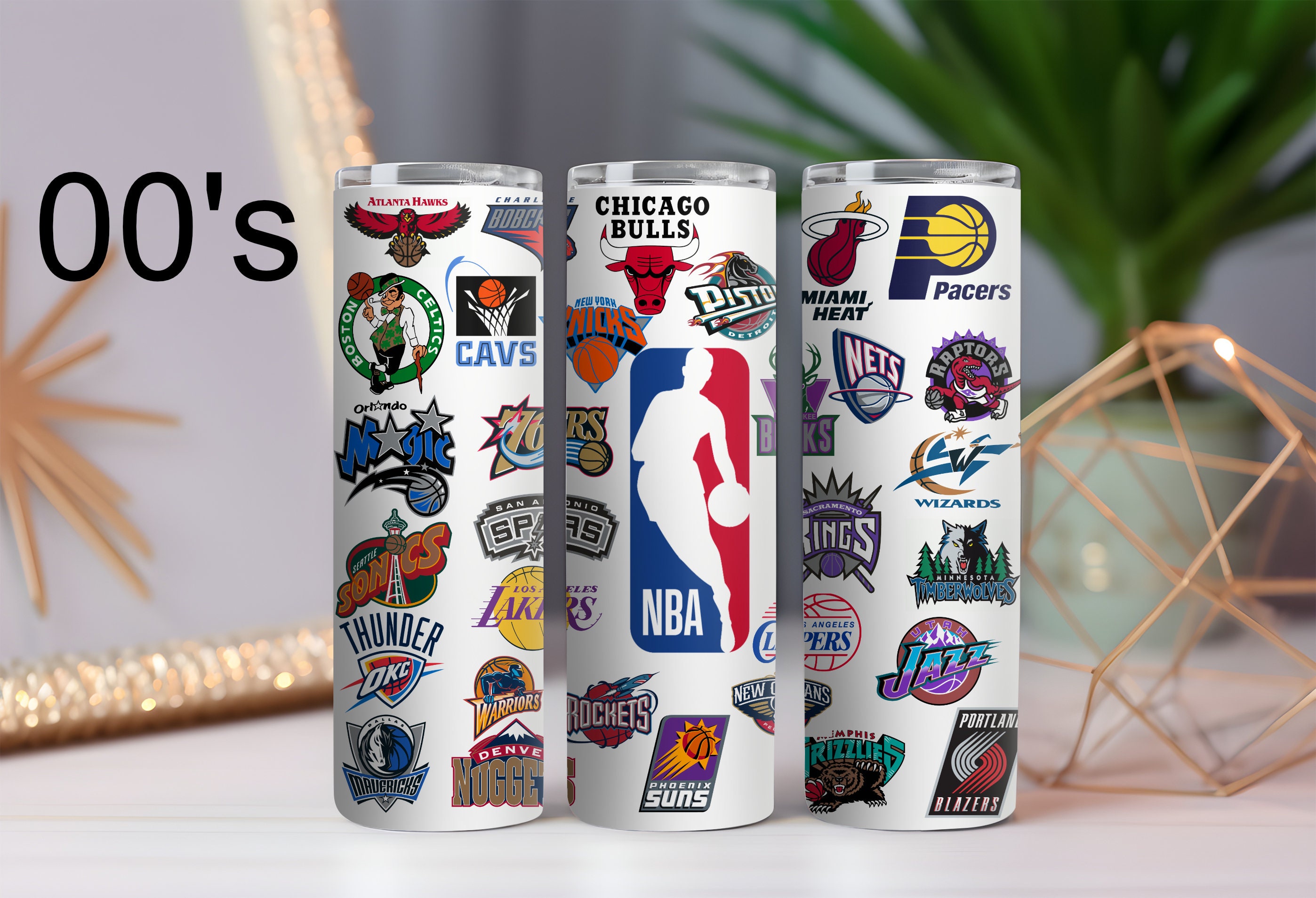 NBA Logo 20oz Tumblers, 90s, 00s and Present Team Logos. - Etsy