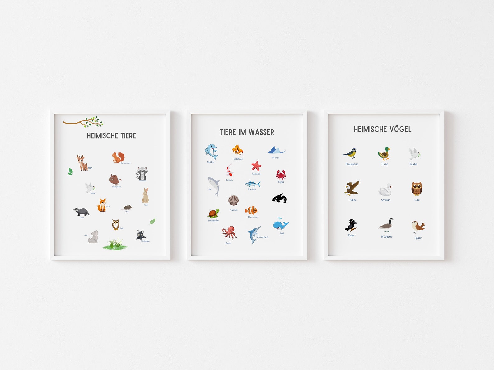 50 Beautiful Learning Posters as a Set for Children in German From 3 ...