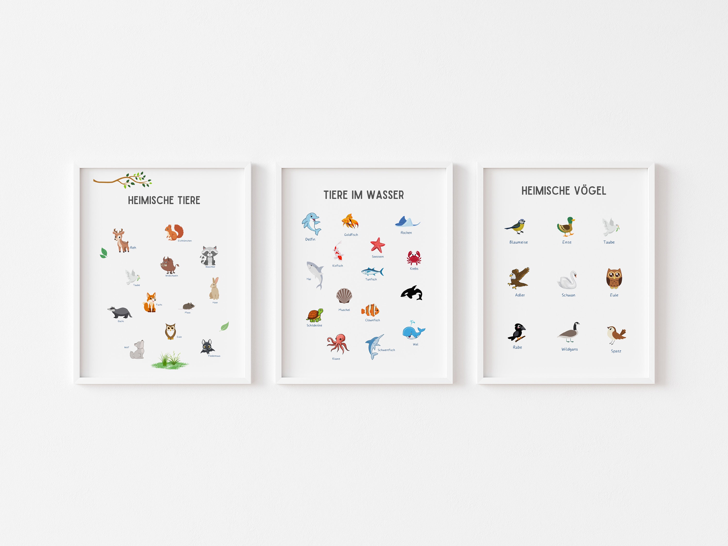 50 Beautiful Learning Posters as a Set for Children in German From 3 ...