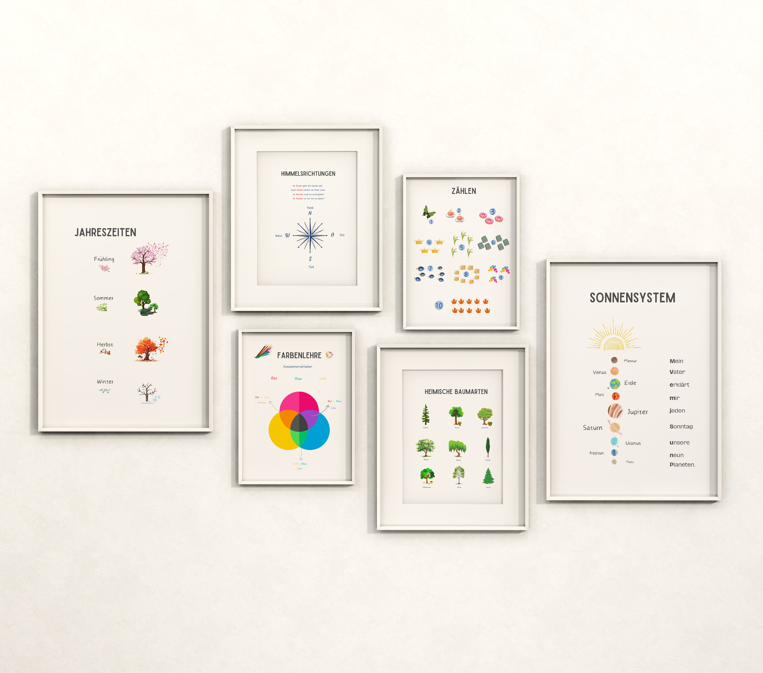 50 Beautiful Learning Posters as a Set for Children in German From 3 ...