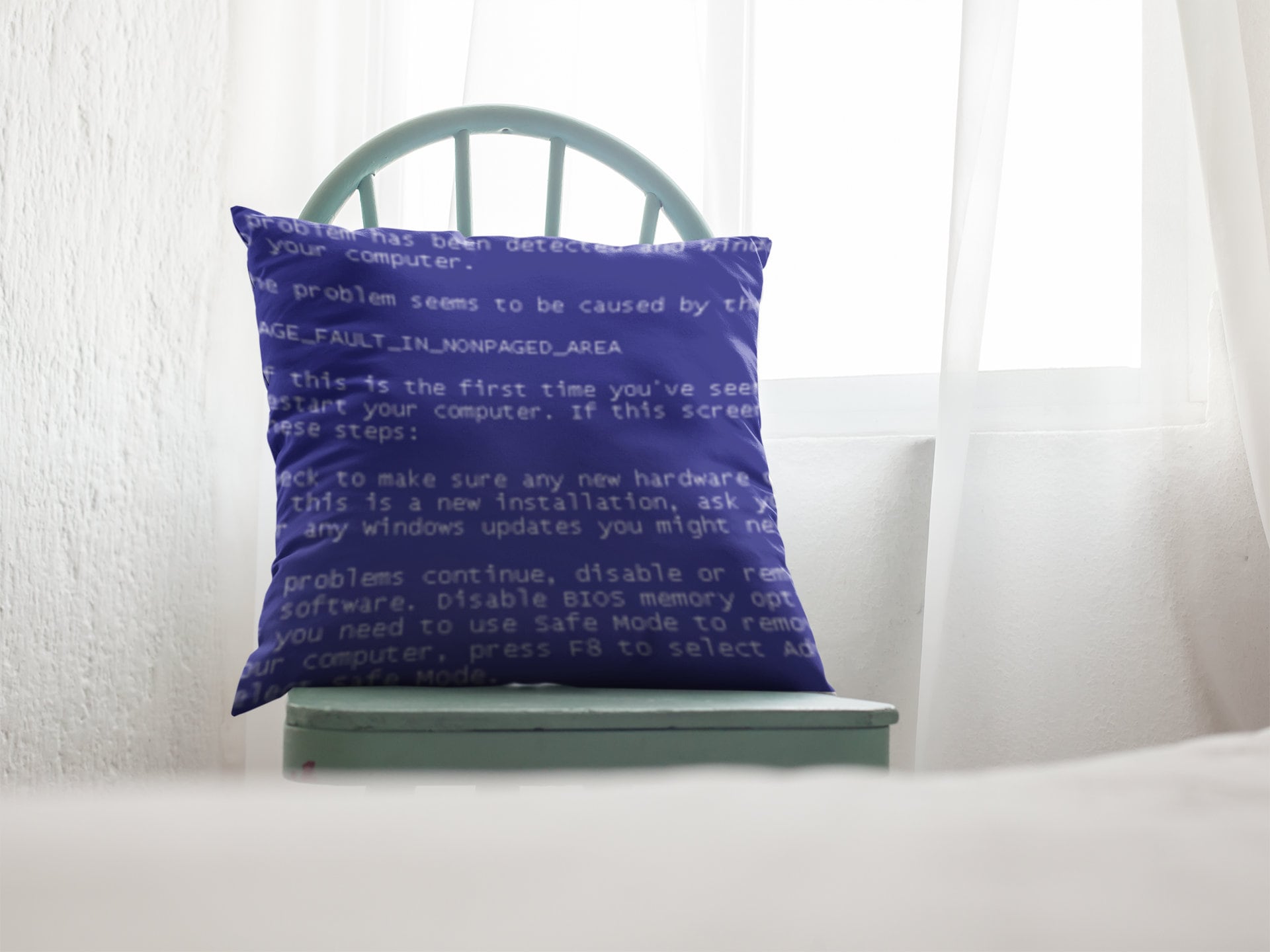 Blue Screen of Death Pillow, BSOD Pillow, Fun Dark Blue Square Pillow ...