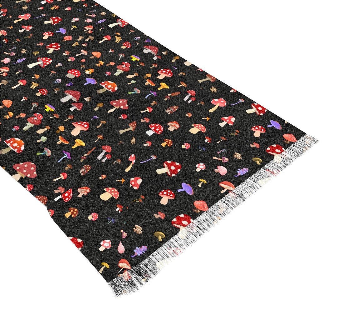 Trippy Mushroom Trance Pashmina, Abstract Psychedelic Boho Raver Scarf ...