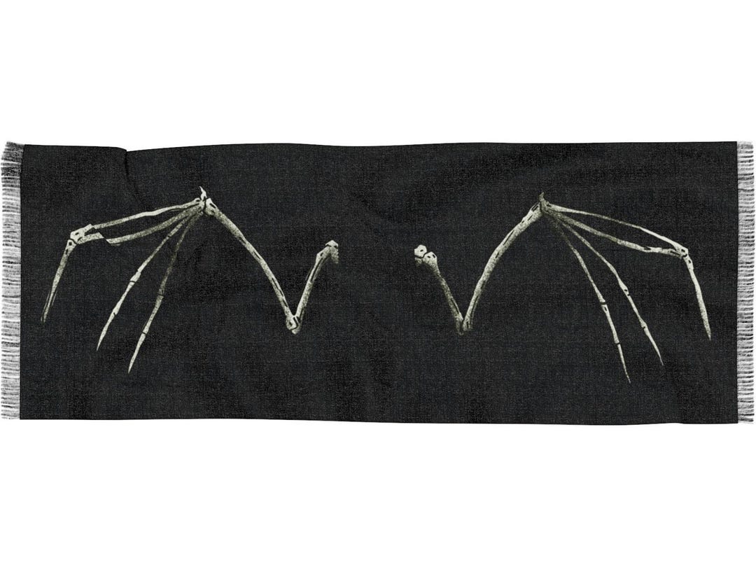 Bat Wing Skeleton Pashmina, Goth Scarf, Halloween Festival Rave Wrap ...