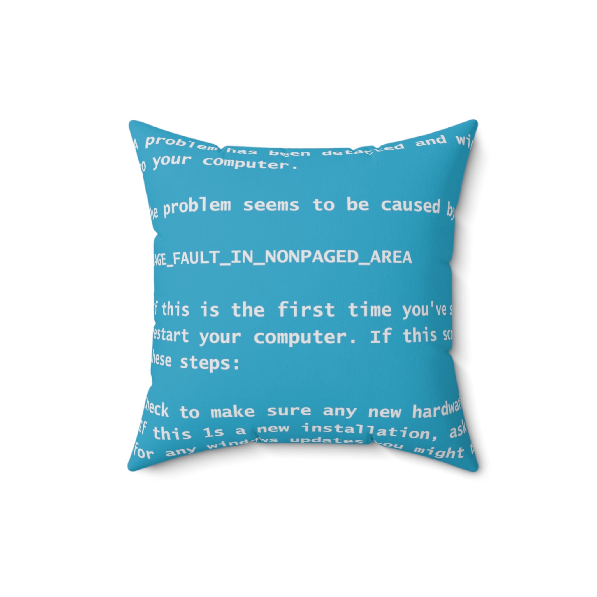 Blue Screen of Death Pillow, Bsod Decorative Light Blue Square Sofa ...