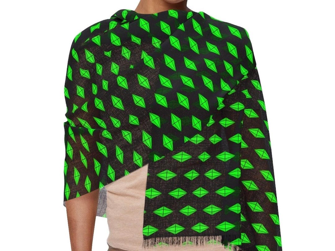 Sim Plumbob Pashmina, Unique PC Gamer Geeky Pattern Shawl Lightweight ...