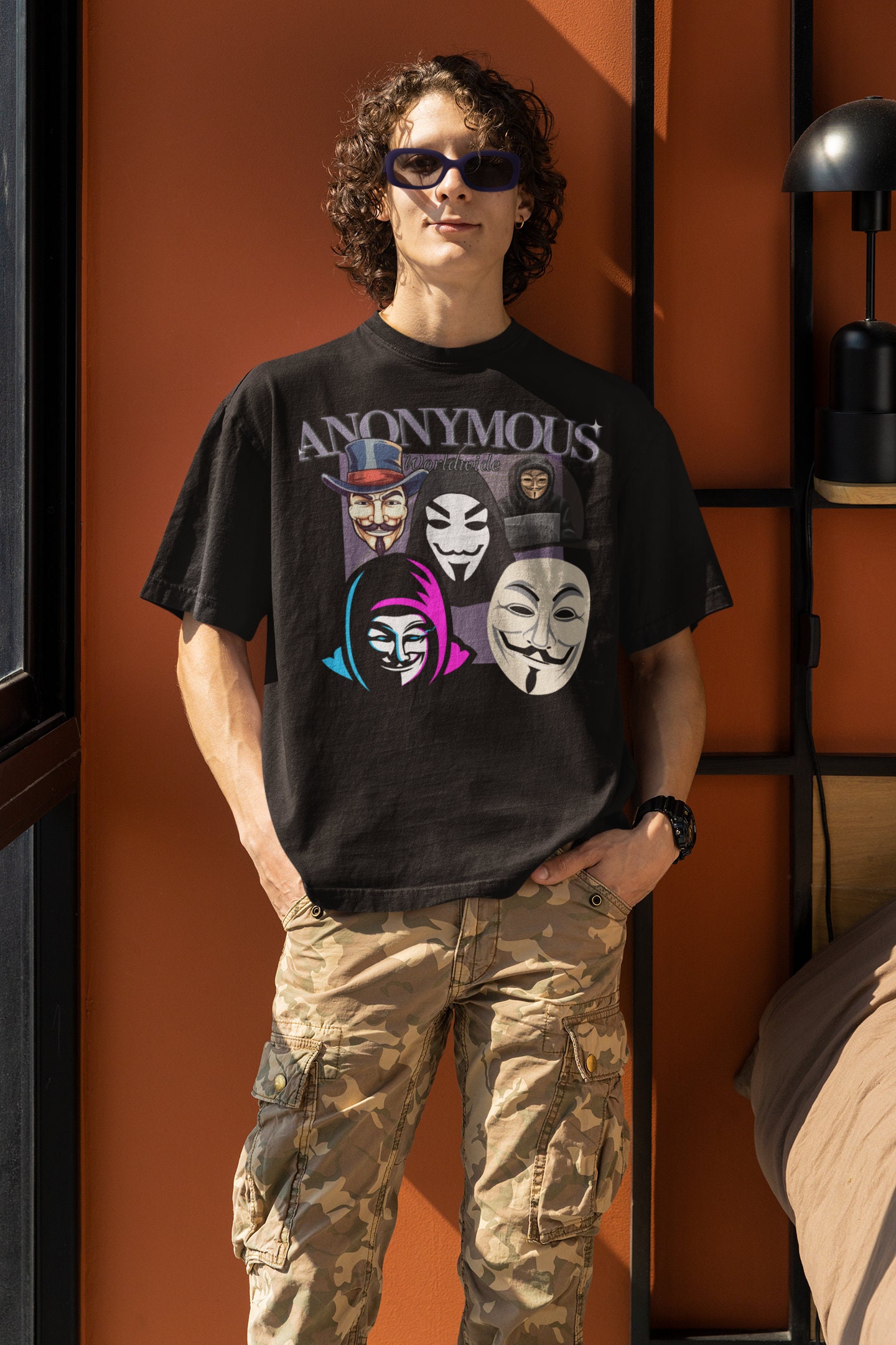 Anonymous Homage T-shirt, Hacker Guy Fawkes Vintage Graphic Retro ...