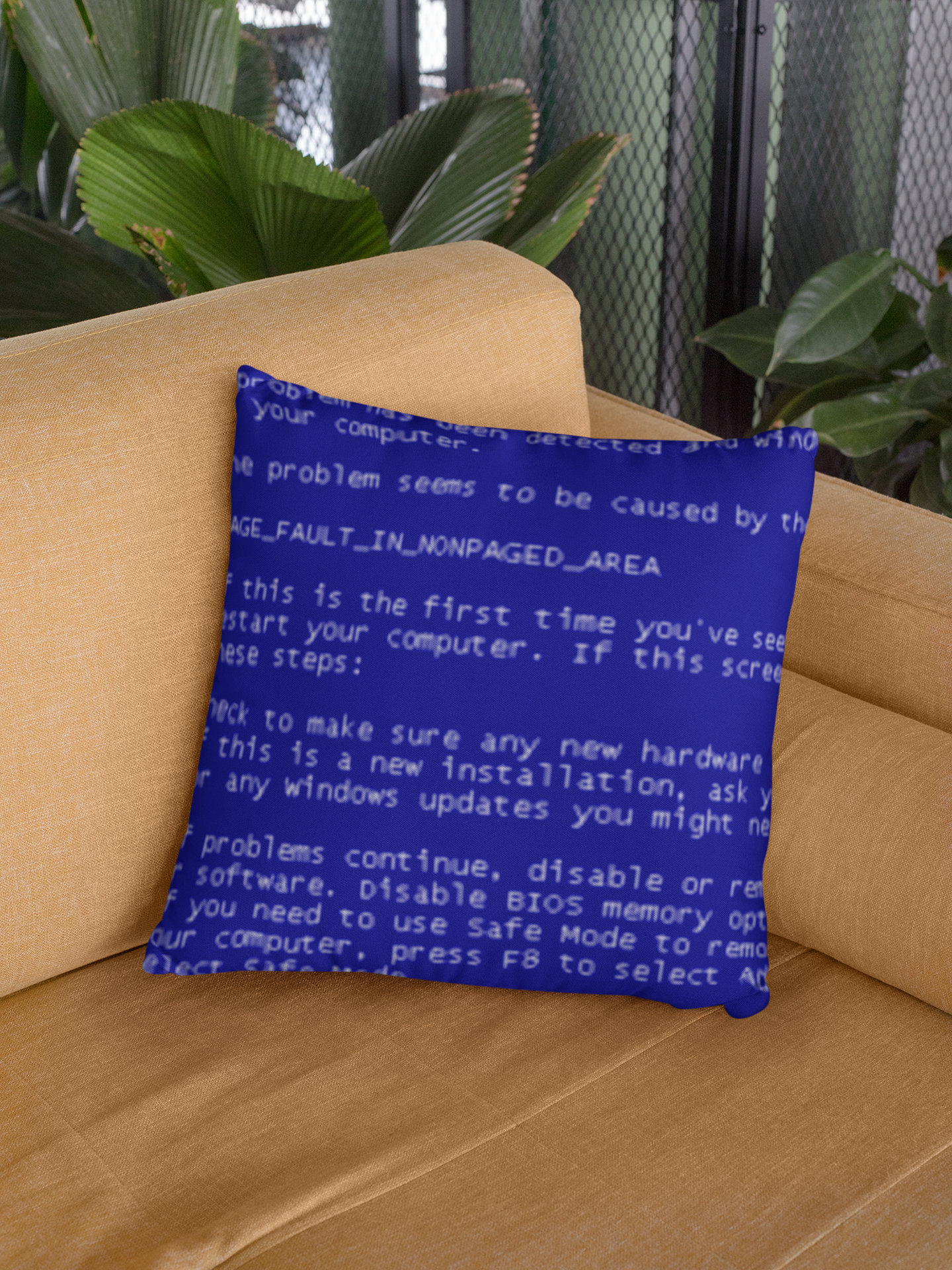 Blue Screen of Death Pillow, BSOD Pillow, Fun Dark Blue Square Pillow ...