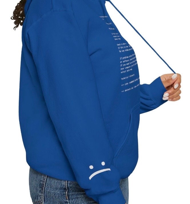 Bsod Hoodie, Blue Screen of Death Hooded Sweat Shirt, Computer Error ...
