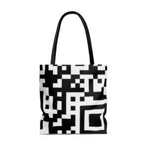 QR Print Tote Bag, Black and White Tote Bag, Geometric Pattern Tote Bag ...