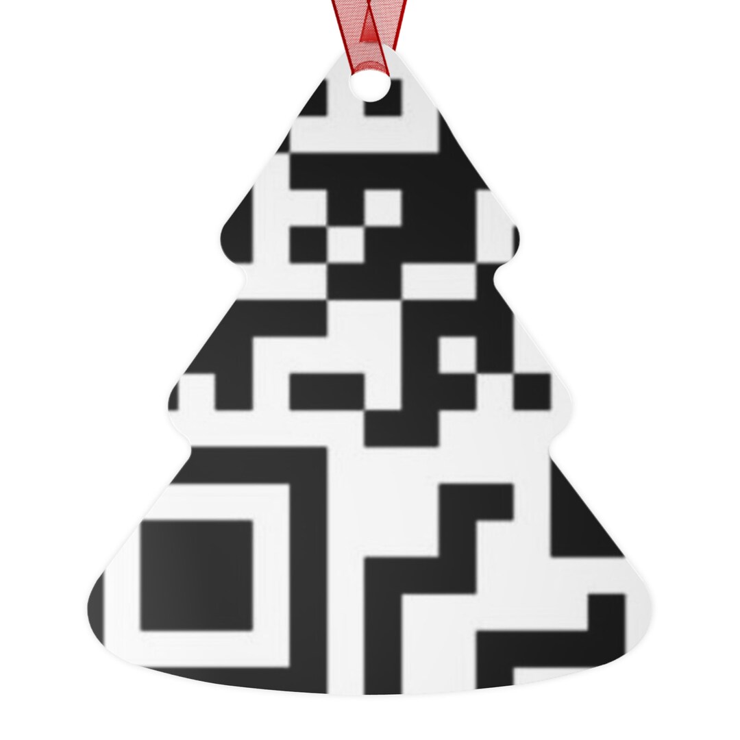 QR Code Metal Ornament, Unique Pattern Classy Black and White Christmas ...