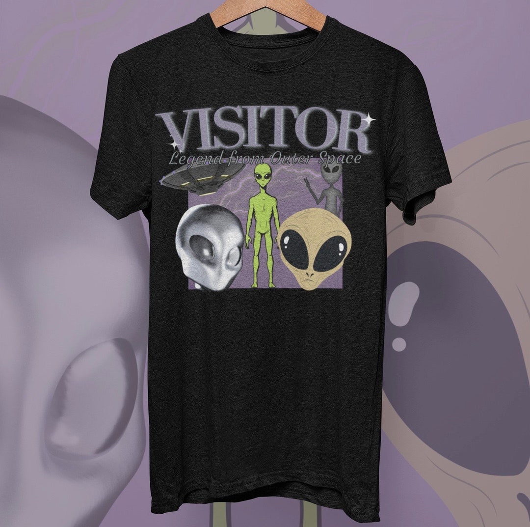 Alien Visitor Homage T-shirt, Extraterrestrial Graphic Retro Novelty ...