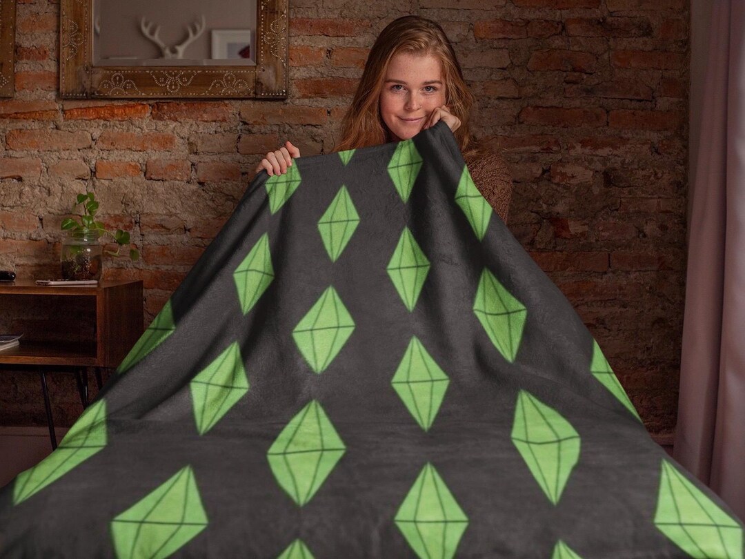 Sim Plumbob Blanket, Geeky Gaming Decor Blanket, Sim Gift, PC Gamer ...