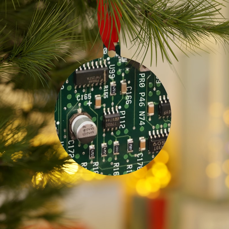 Circuitboard Christmas Tree Decoration With Metallic Tones - Etsy