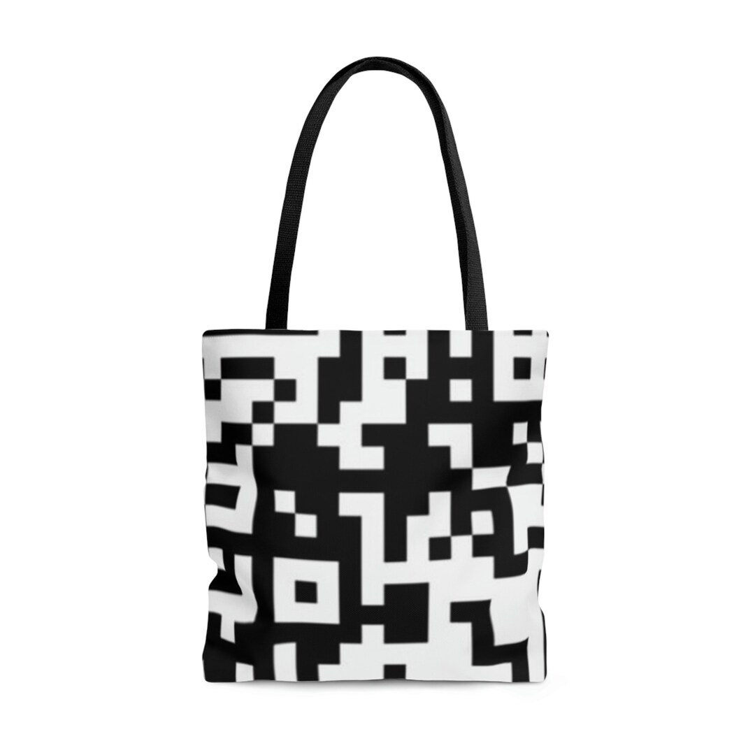 QR Print Tote Bag, Black and White Tote Bag, Geometric Pattern Tote Bag ...