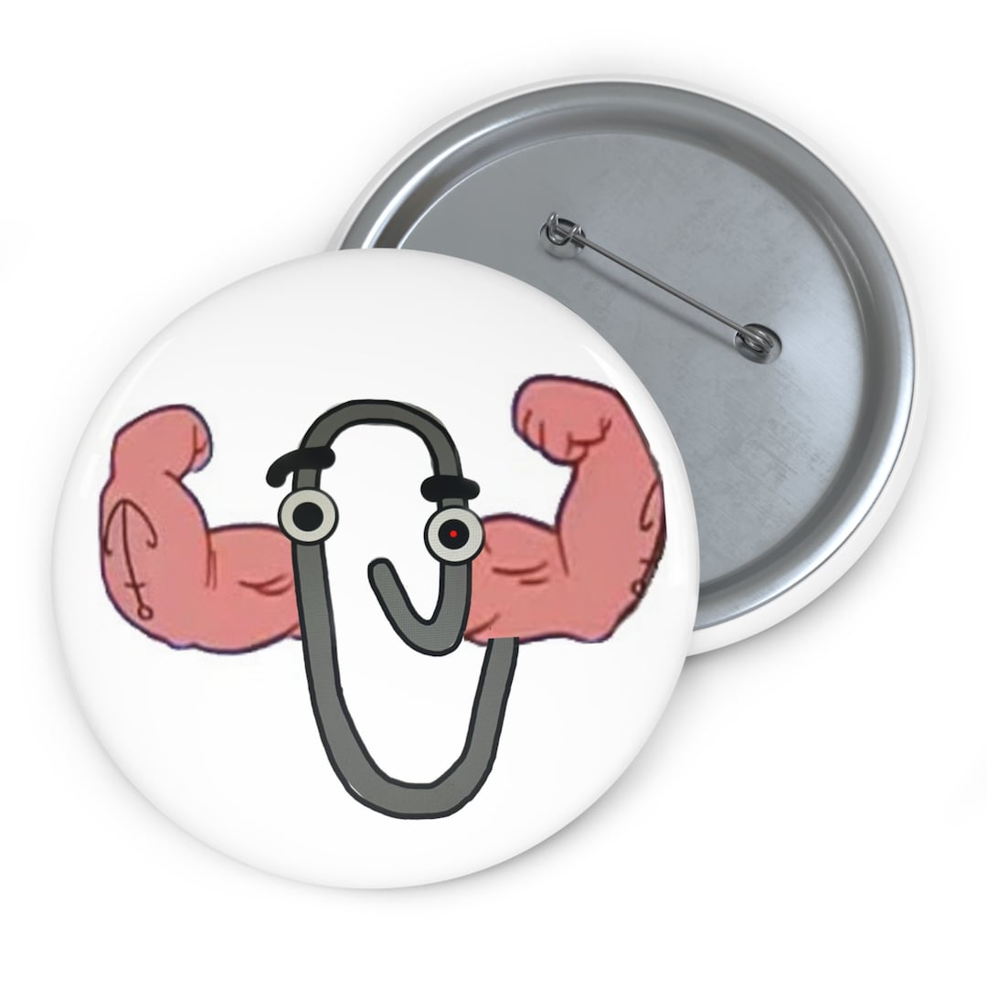 Buff Clippy Pin Buttons, Bicep Clippy Button Pin, Microsoft Computer ...