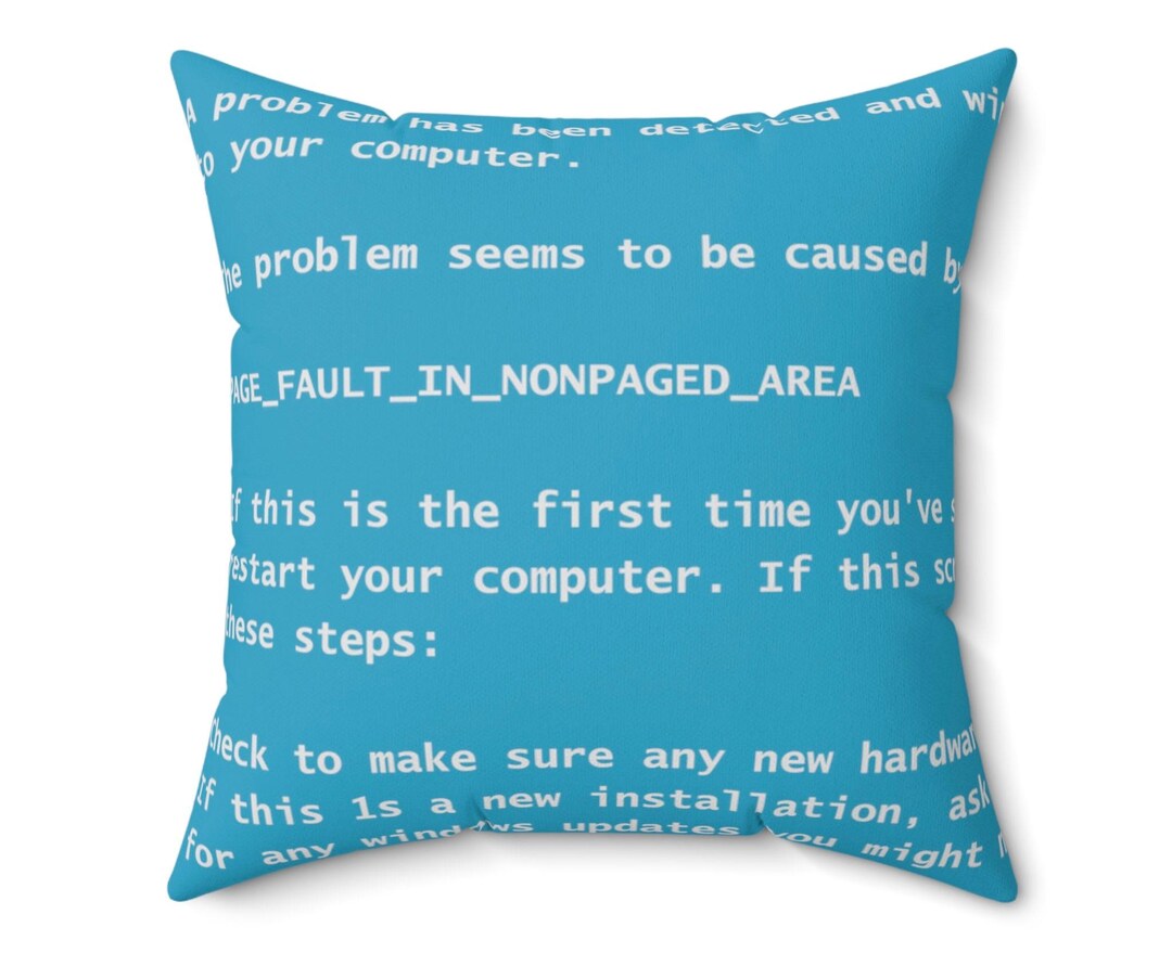 Blue Screen of Death Pillow, Bsod Decorative Unique Square Sofa Sham, Funny Tech Decor, IT ...