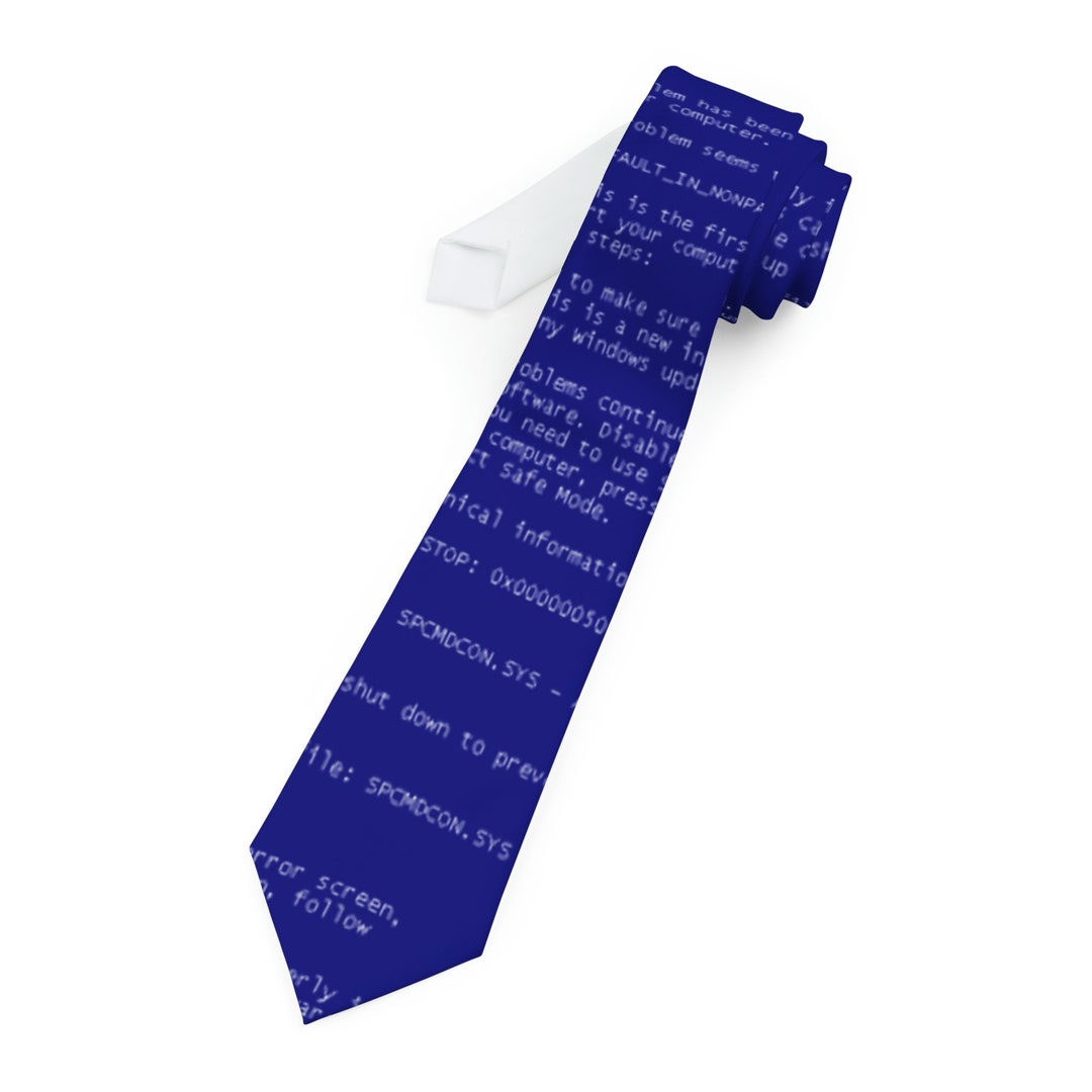 Blue Screen of Death Necktie, Funny Tie, Dark Blue Necktie, IT Joke Necktie, Unique Necktie ...